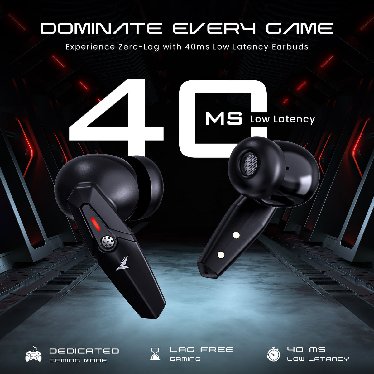 Flexibuds X Pro Earbuds with 40ms Low Latency, 3 EQ Modes, 60 Hours Pl